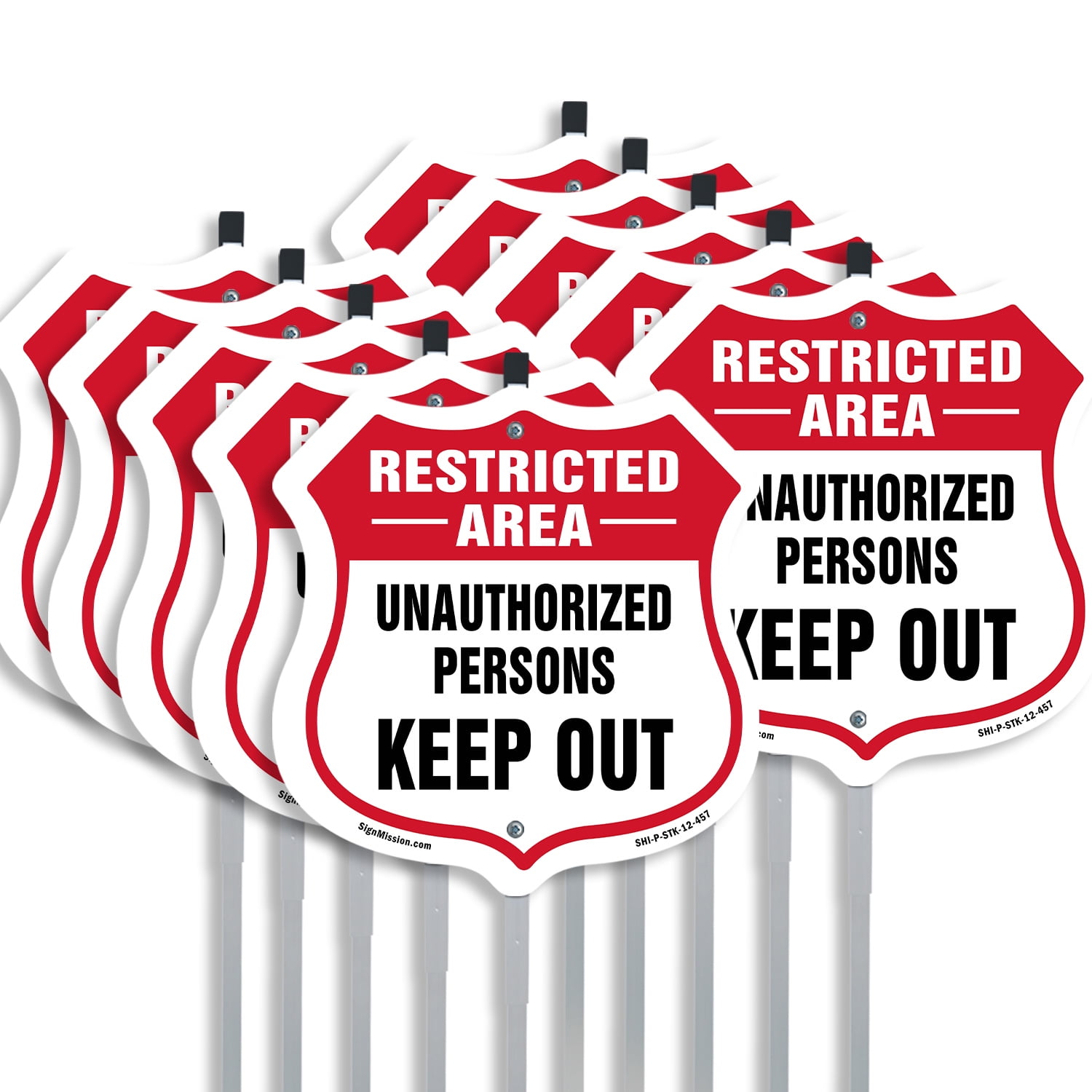 Restricted Area Shield Sign Unauthorized Persons Keep Out (10 Pack) 12 ...