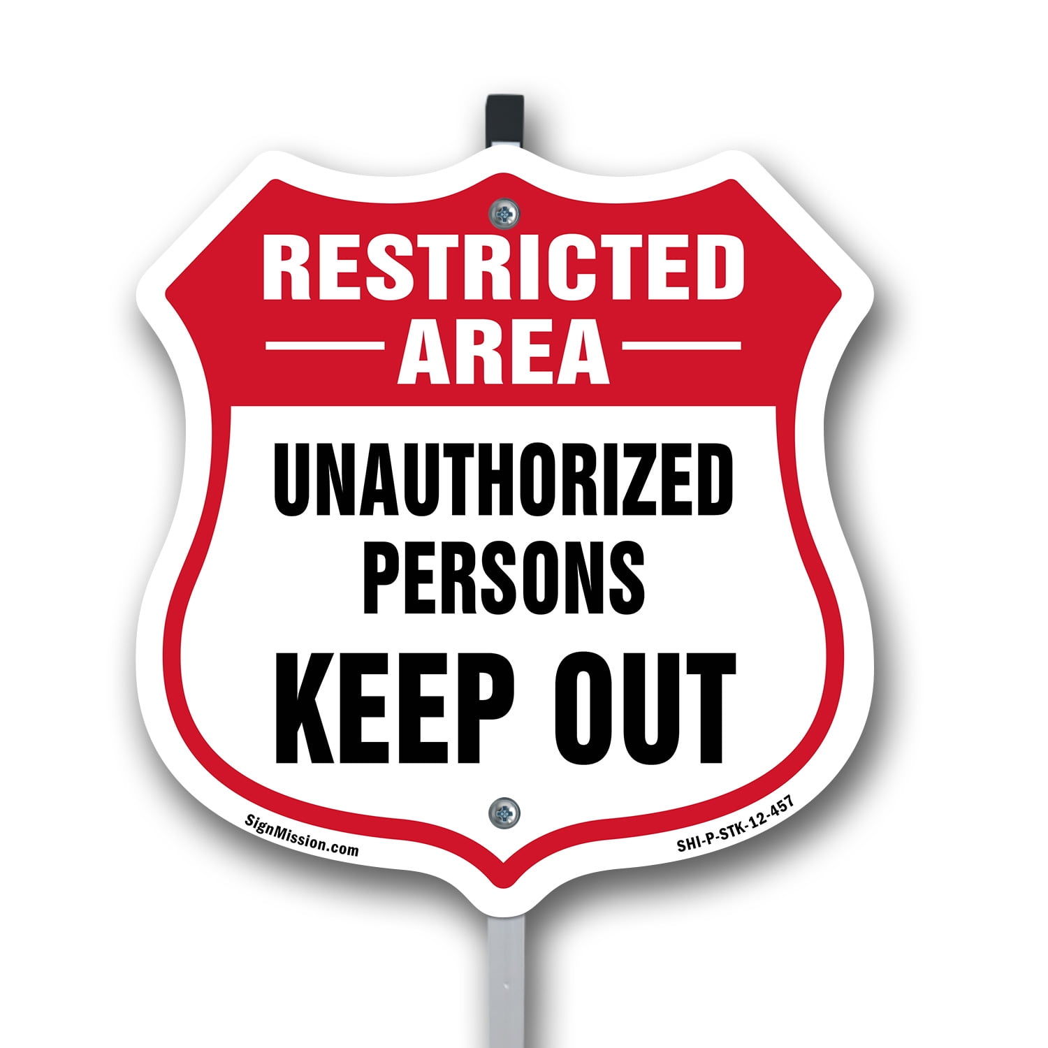 Restricted Area Shield Sign Unauthorized Persons Keep Out 12 inch X 12 ...