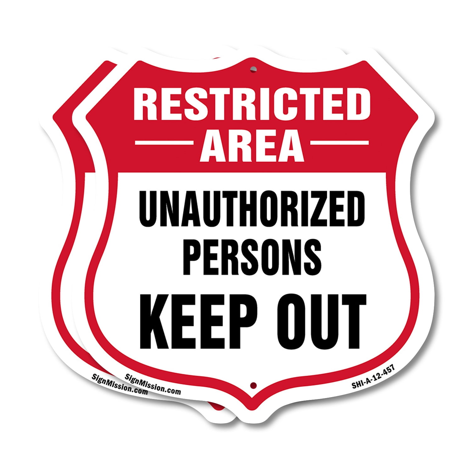 Restricted Area Shield Sign Unauthorized Persons Keep Out (2 Pack) 12 ...