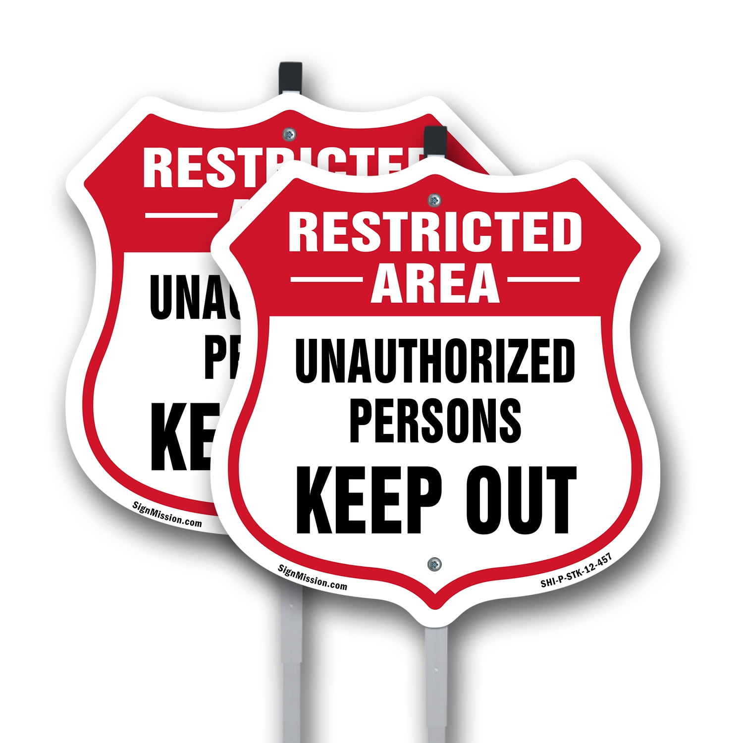 Restricted Area Shield Sign Unauthorized Persons Keep Out (2 Pack) 12 ...