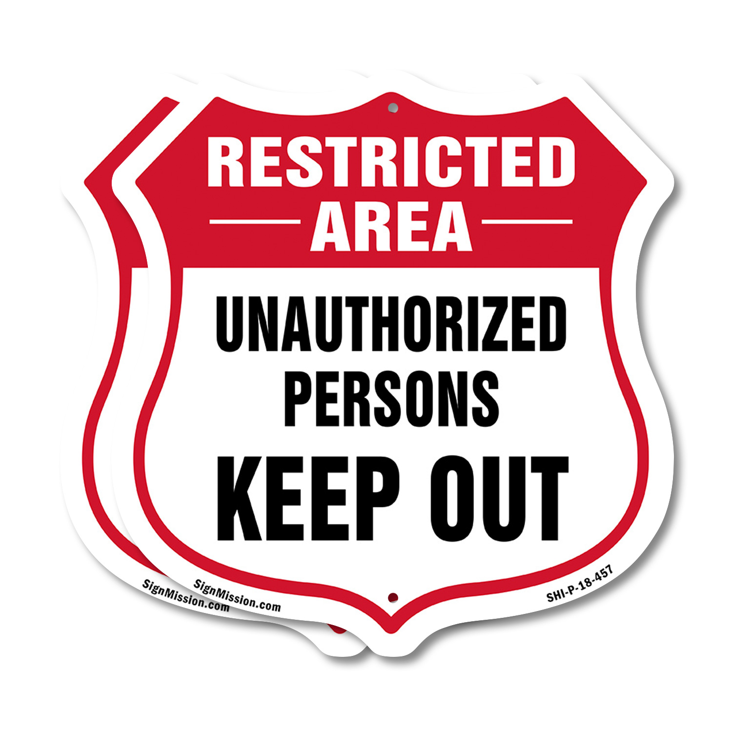 Restricted Area Shield Sign Unauthorized Persons Keep Out (2 Pack) 18 ...