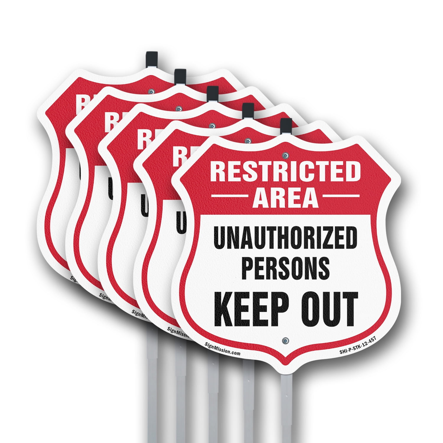 Restricted Area Shield Sign Unauthorized Persons Keep Out (5 Pack) 12 ...
