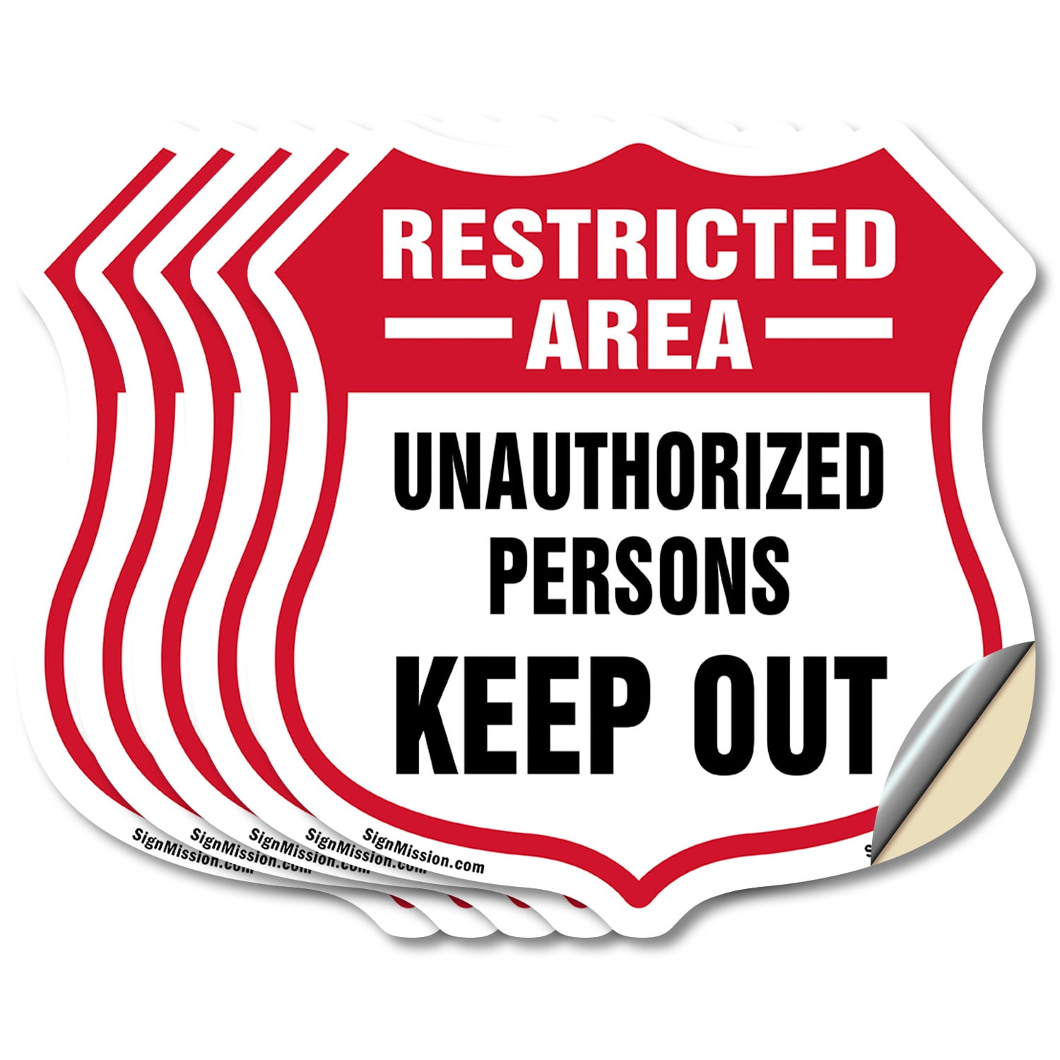 Restricted Area Shield Sign Unauthorized Persons Keep Out (5 Pack) 4 ...