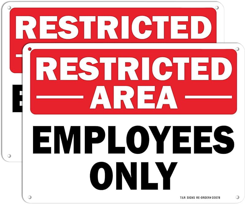 Restricted Area Sign Employees Only Sign - 2 Pack - 10 x 7 Inches Rust ...