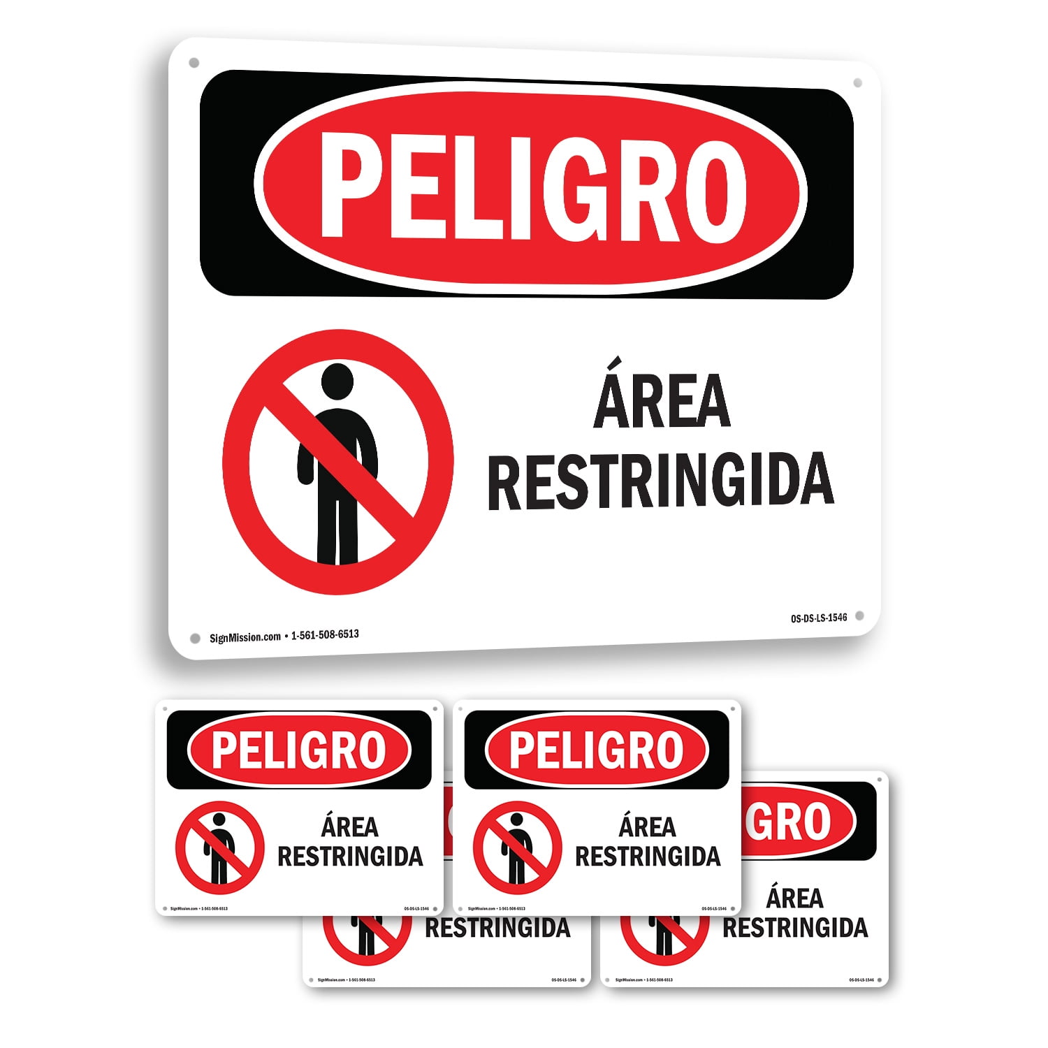Restricted Area Spanish OSHA Danger Aluminum Sign 24 Inch x 18 Inch - 5 ...