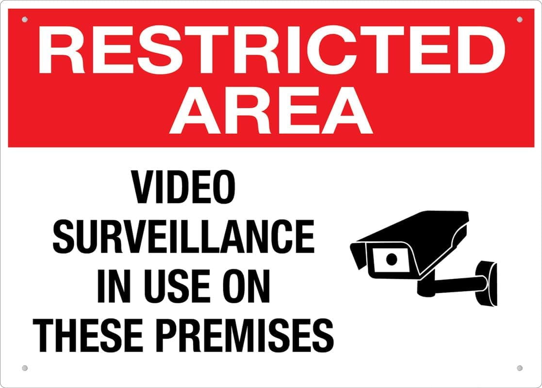 Restricted Area Video Surveillance In Use On These Premises Wall Sign ...