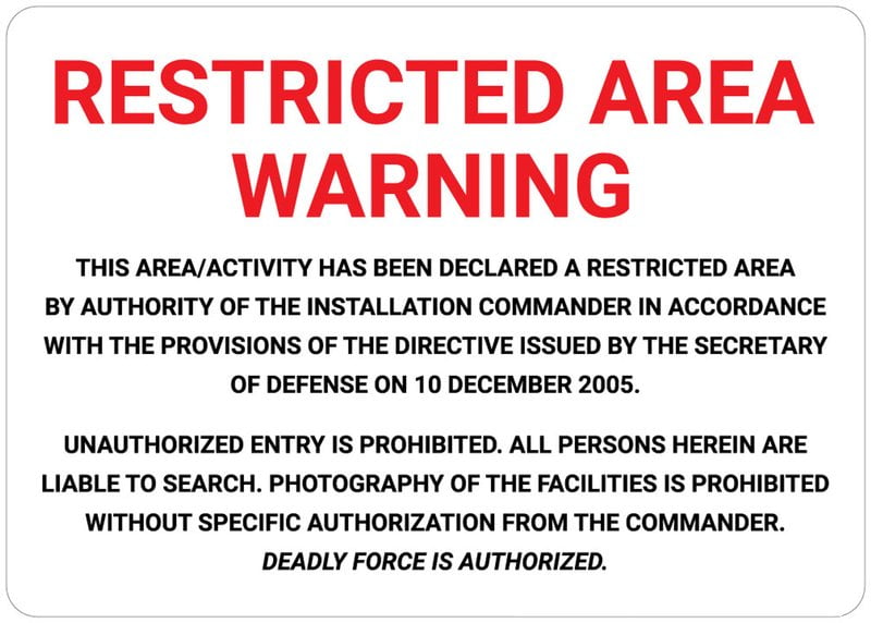 Restricted Area Warning Sign Safety Restriction Alert Attention Caution ...