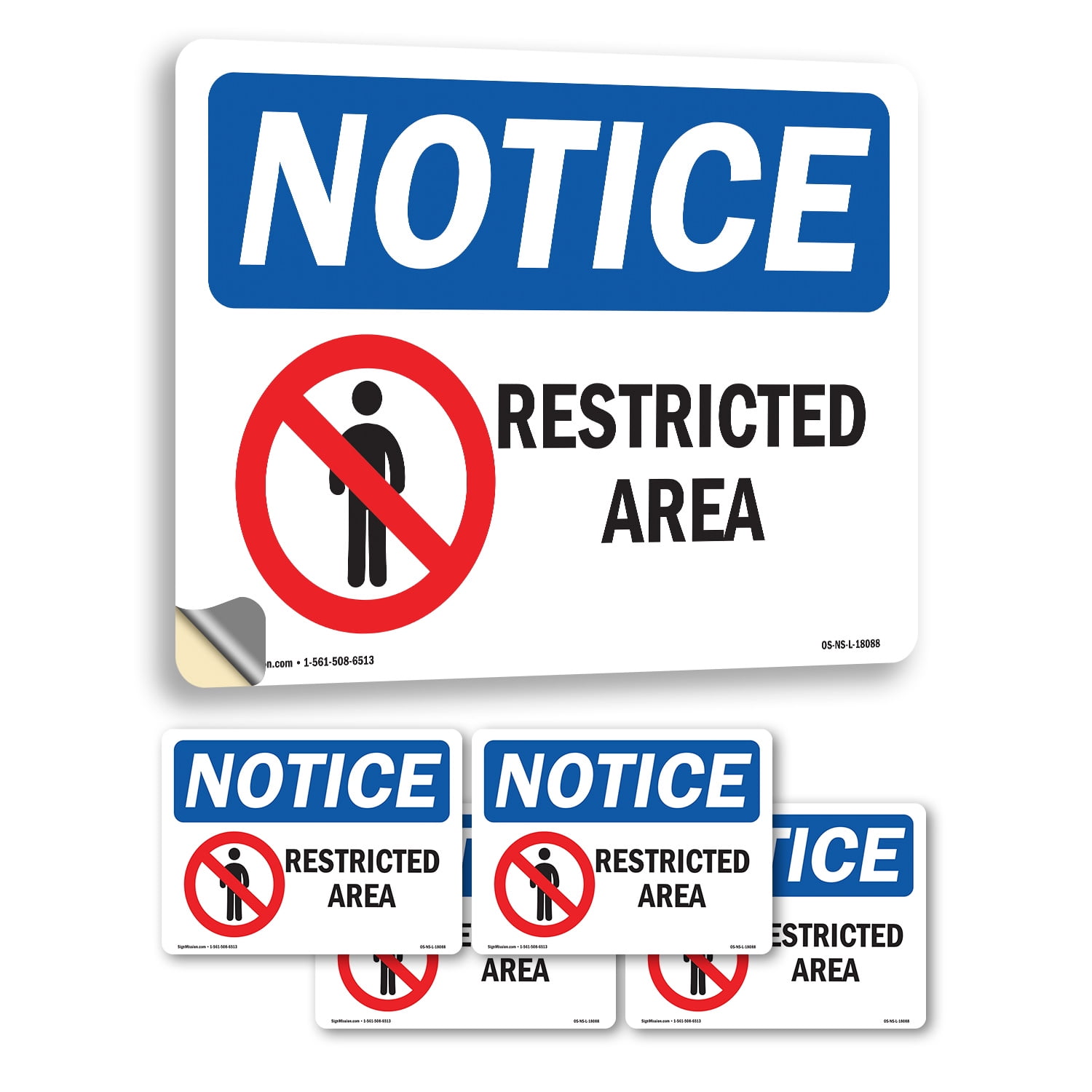Restricted Area With Symbol OSHA Notice Vinyl Decal Label 10 Inch x 7 ...