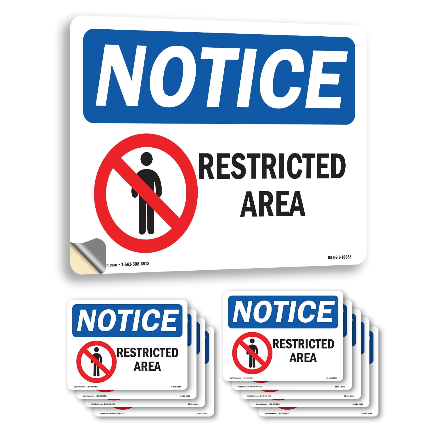Restricted Area With Symbol OSHA Notice Vinyl Decal Label 14 Inch x 10 ...