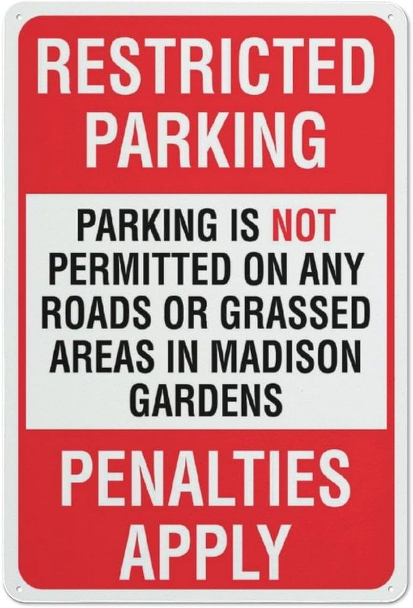 Restricted Parking Penalties Apply Sign Funny Decor for House Door ...