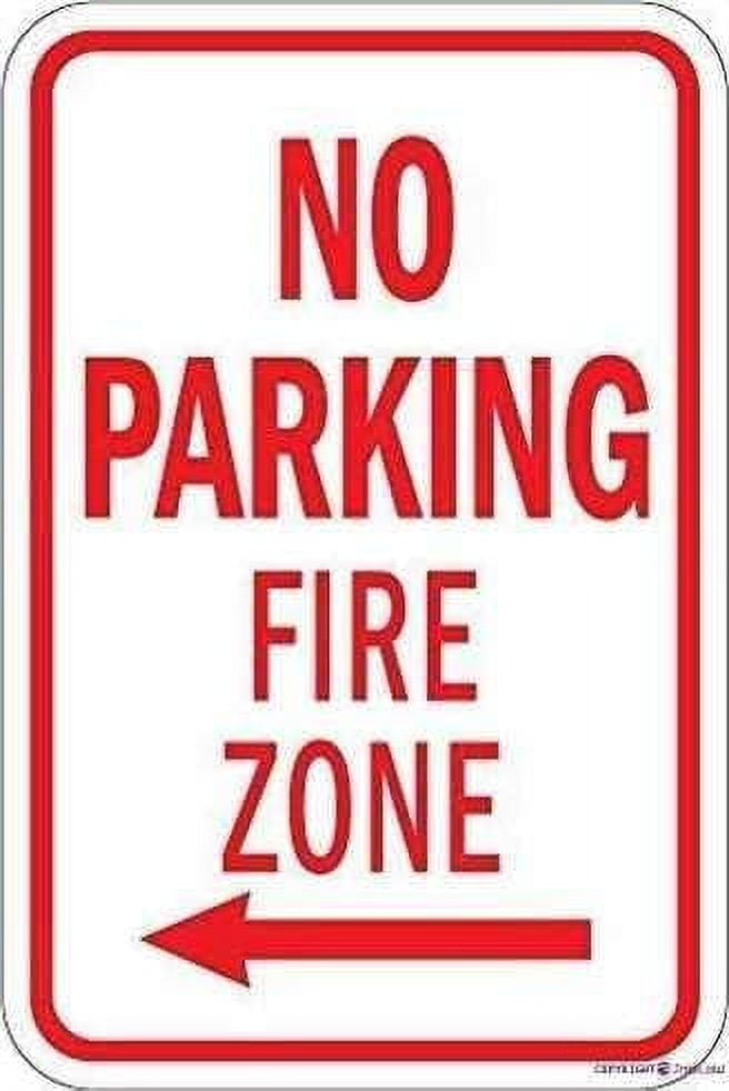 Restriction Caution Tin Sign/No Parking Fire Zone with Left Arrow Metal ...
