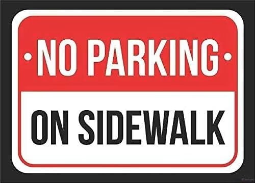 Restriction Caution Tin Sign/No Parking On Sidewalk Print Red, White ...