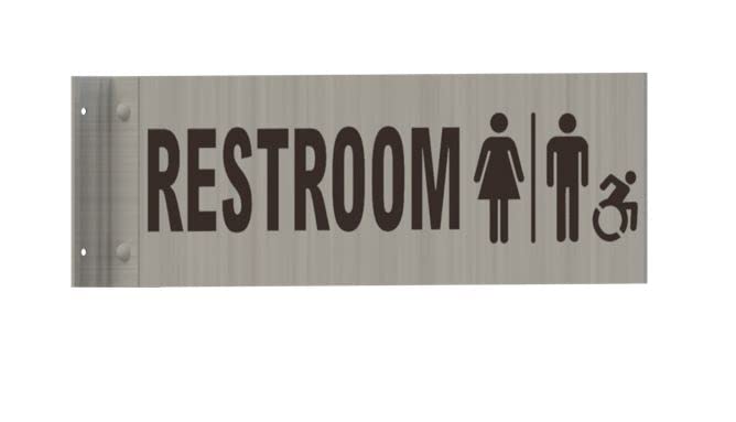 Restroom ACCESSABLE Sign -Two-Sided/Double Sided Projecting, Corridor ...