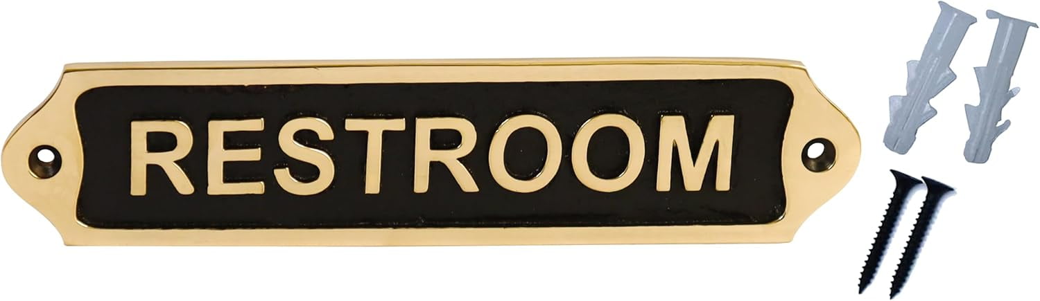 Restroom Brass Door Sign Plaques |Traditional| Easy DIY Installation ...