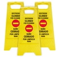 Bilingual Restroom Cleaning Sign, 3 Pack, Fluorescent Yellow, PVC ...