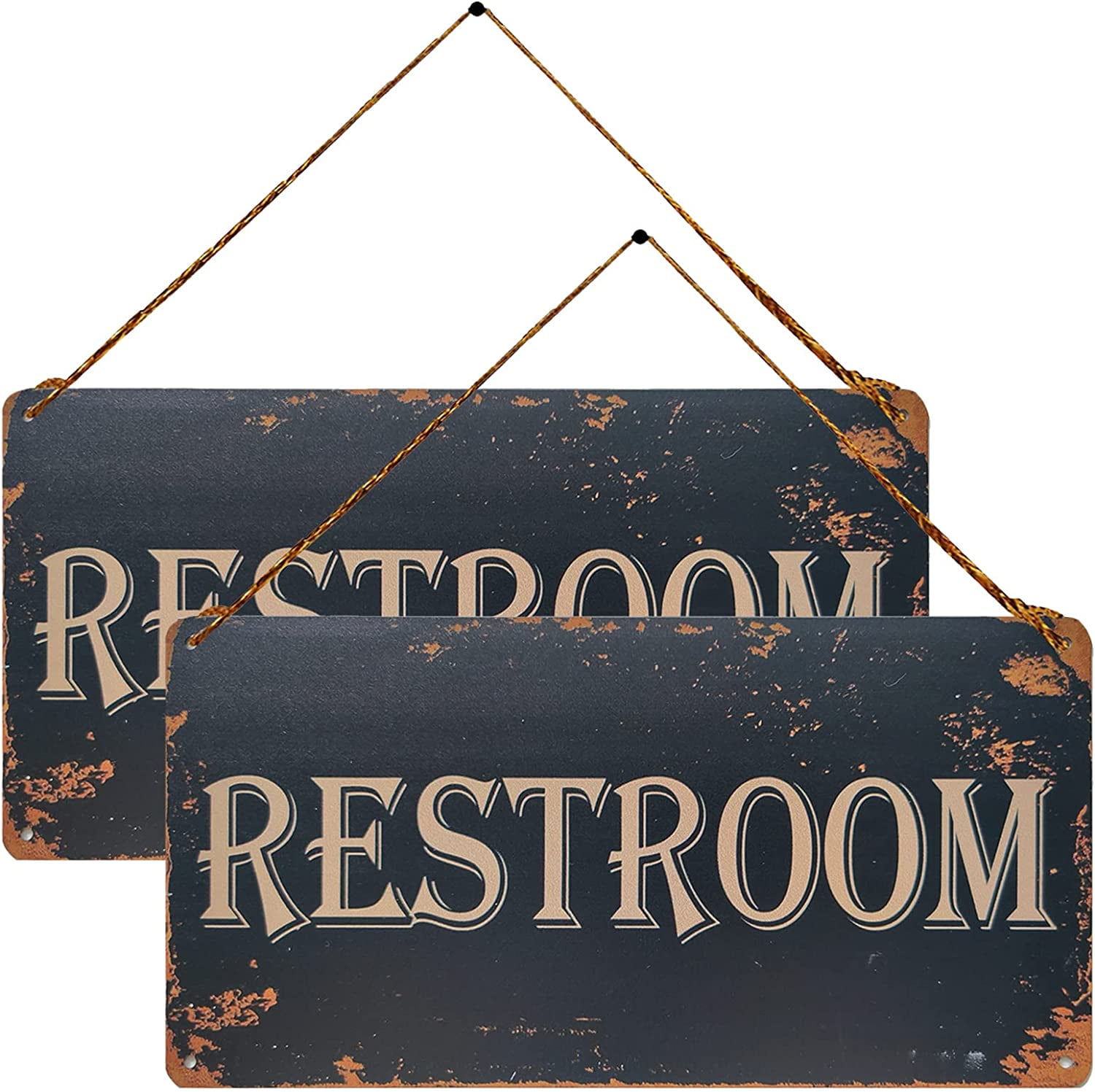 Vintage Metal Tin Sign Wall Art, Rustic Green Toilet Sign, Farmhouse ...