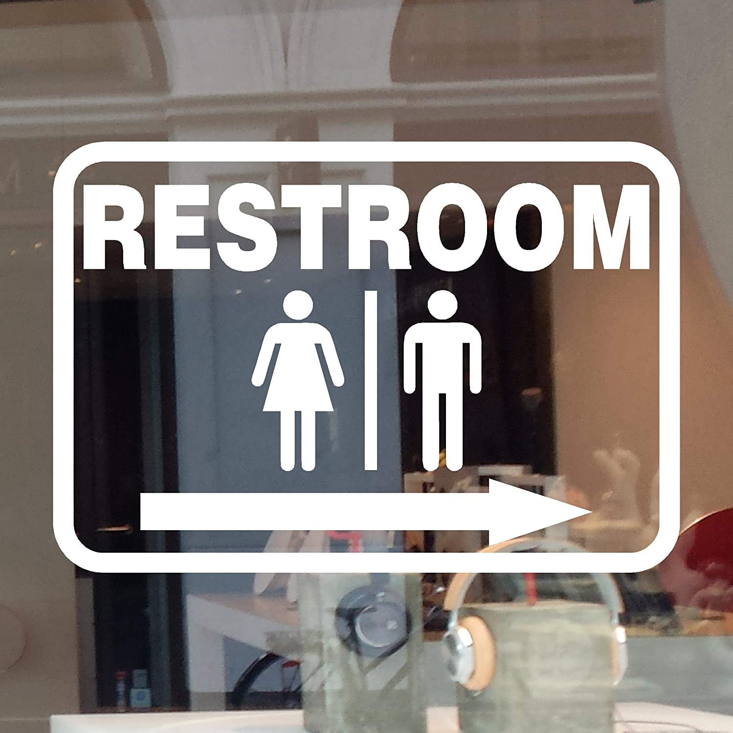 Restroom Directions Sign Business Office Store Restaurant Decal Vinyl ...