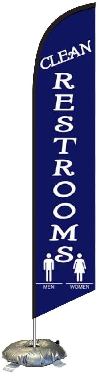 Restroom Feather Flag Kit with Cross-Base and Weight-Donut, Outdoor ...