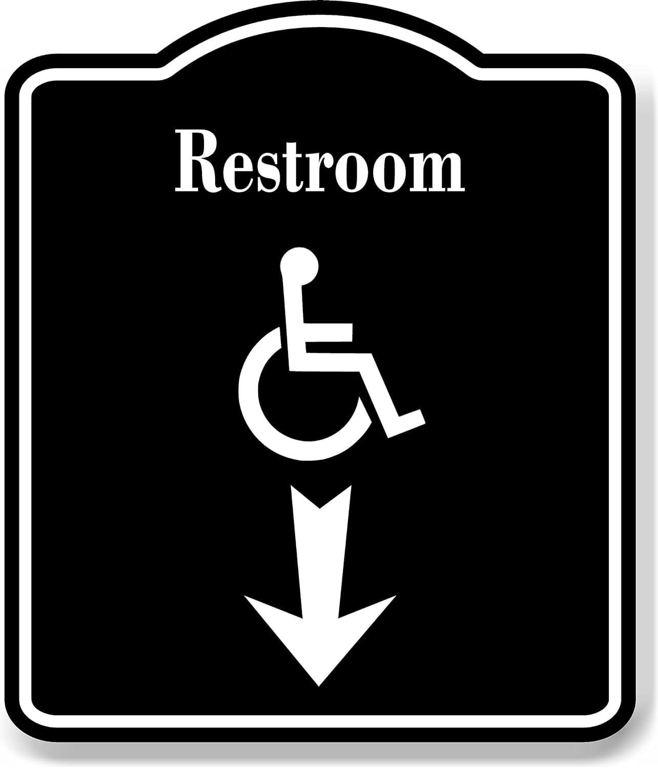 Restroom Handicap Down Arrow BLACK Aluminum Composite Sign, 20"x24 ...