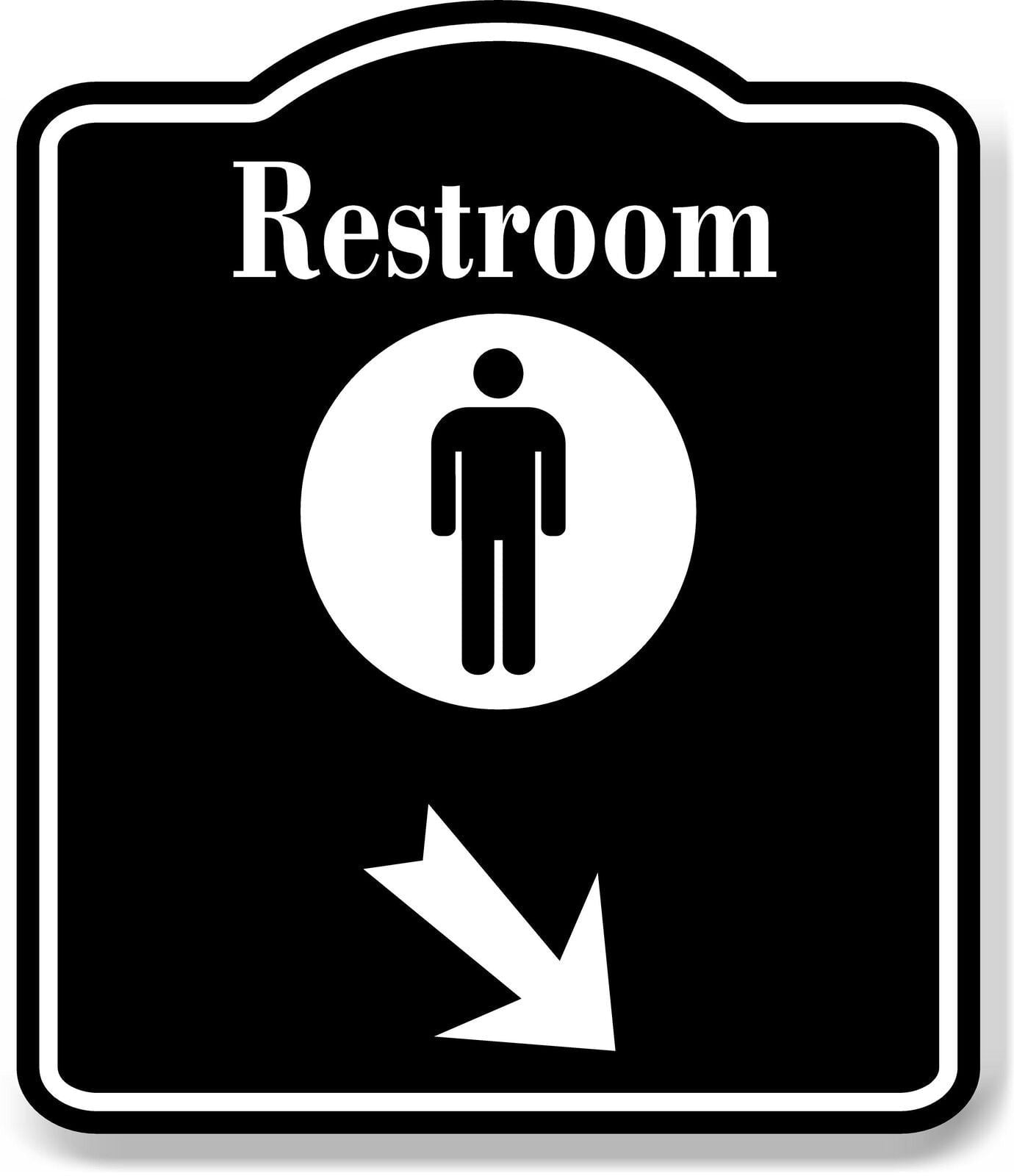 Restroom Men 45 Degree Down Right Arrow BLACK Aluminum Composite Sign ...