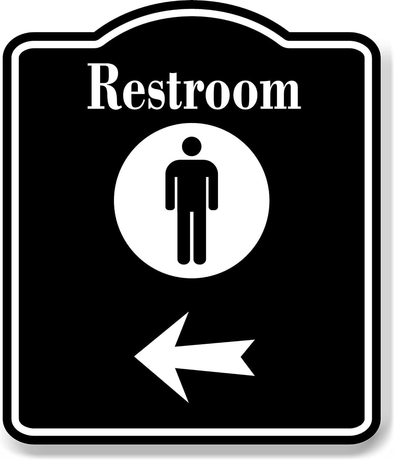 Restroom Men Left Arrow BLACK Aluminum Composite Sign, 15"x18 ...