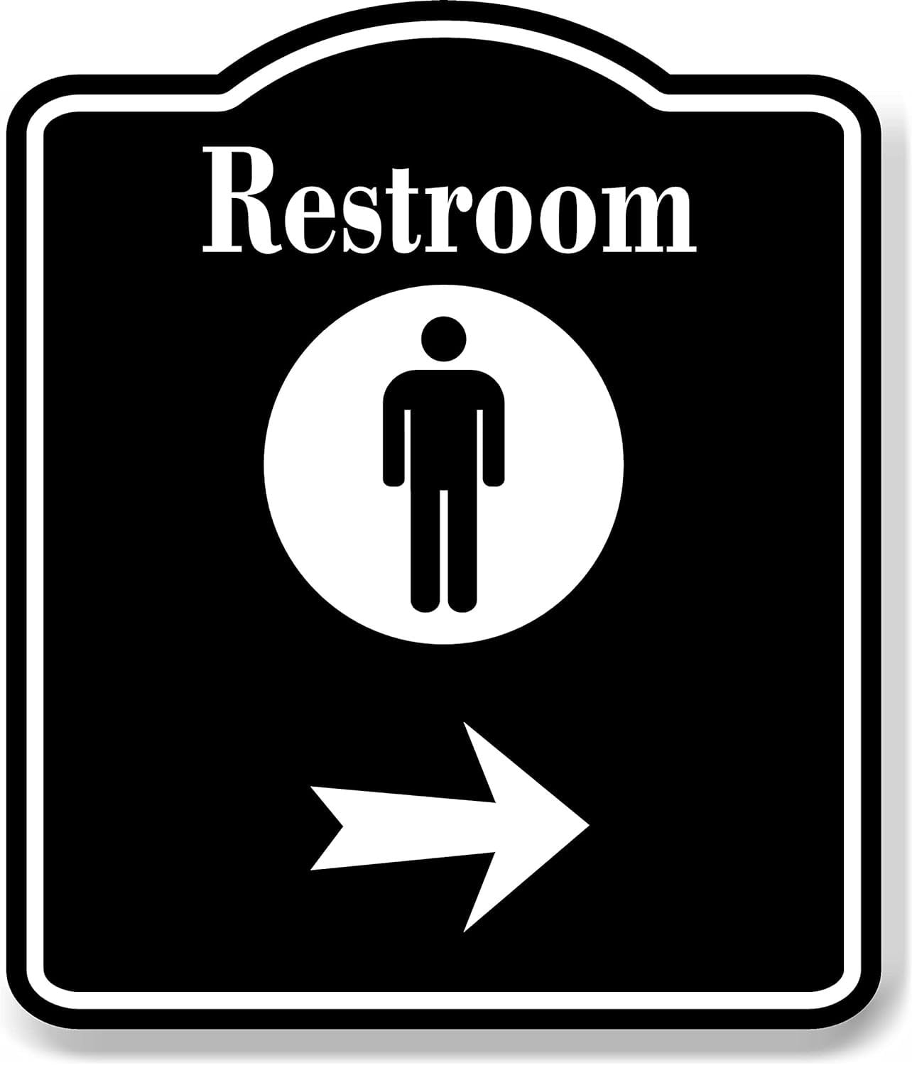 Restroom Men Right Arrow BLACK Aluminum Composite Sign, 15"x18 ...