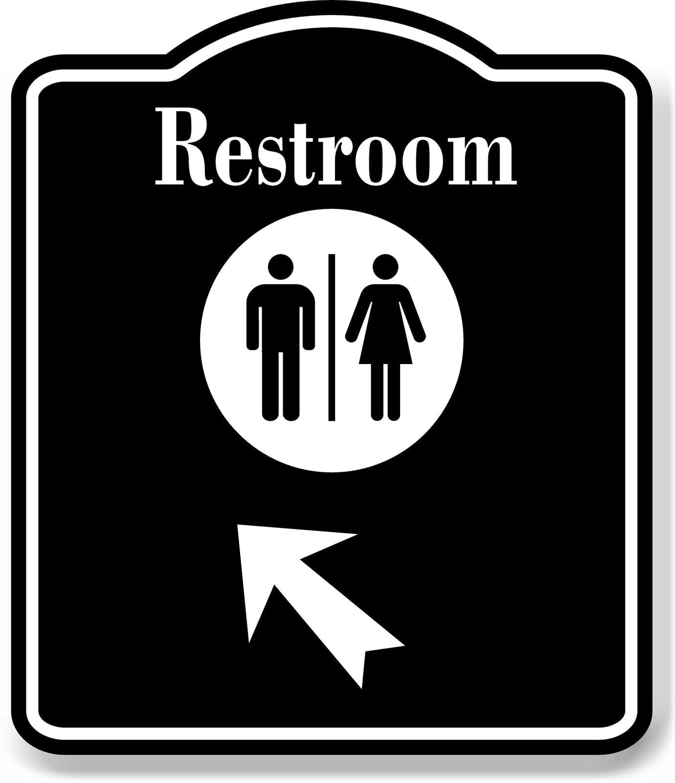 Restroom Men Women 45 Degree up Left Arrow BLACK Aluminum Composite ...