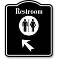 Restroom Men Women 45 Degree up Left Arrow BLACK Aluminum Composite ...