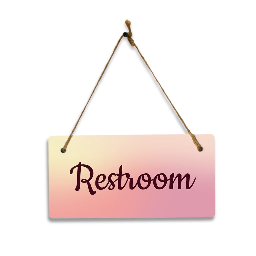 Restroom (Peach Blush) 5x10 Hanging Plus Wall or Door Sign | Rustic ...