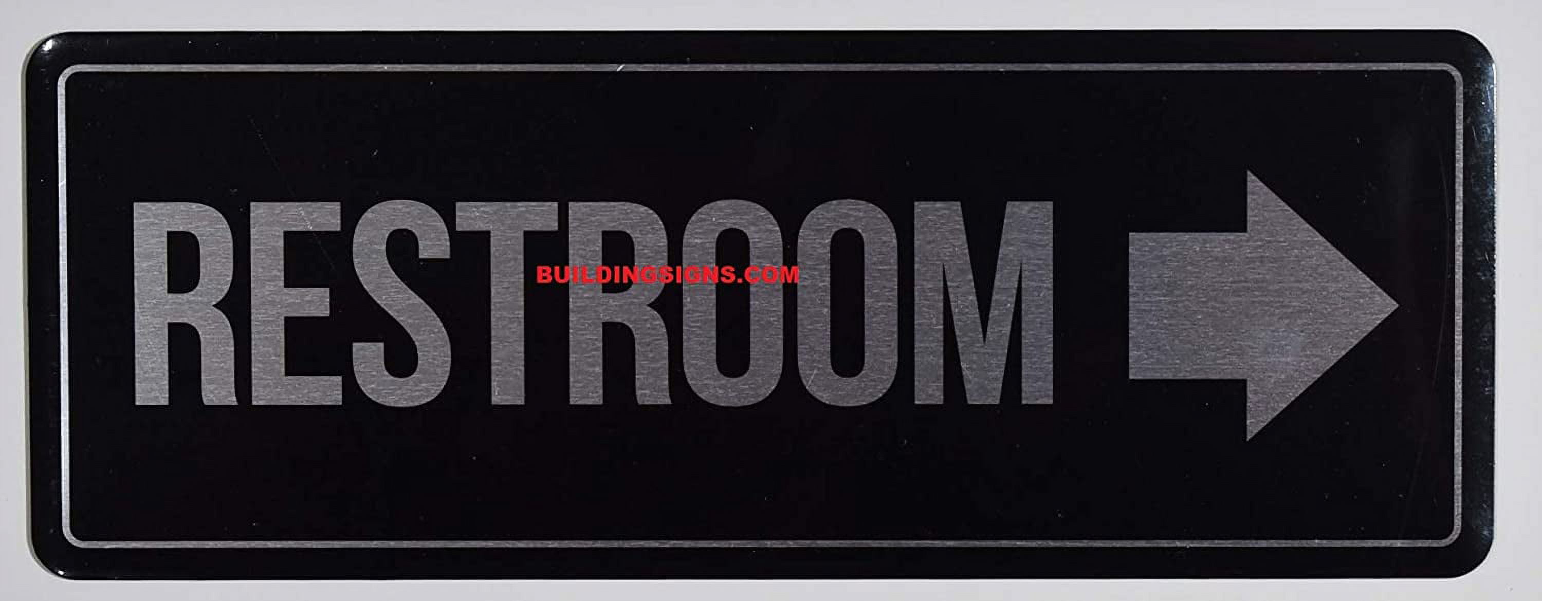 Restroom Right Arrow Sign (Black,Double Sided Tape, Commercial USE 3X8 ...