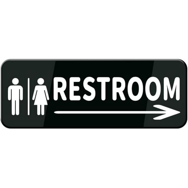 Restroom Right Arrow Sign For House Door, Easy To Mount Plastic Safety ...