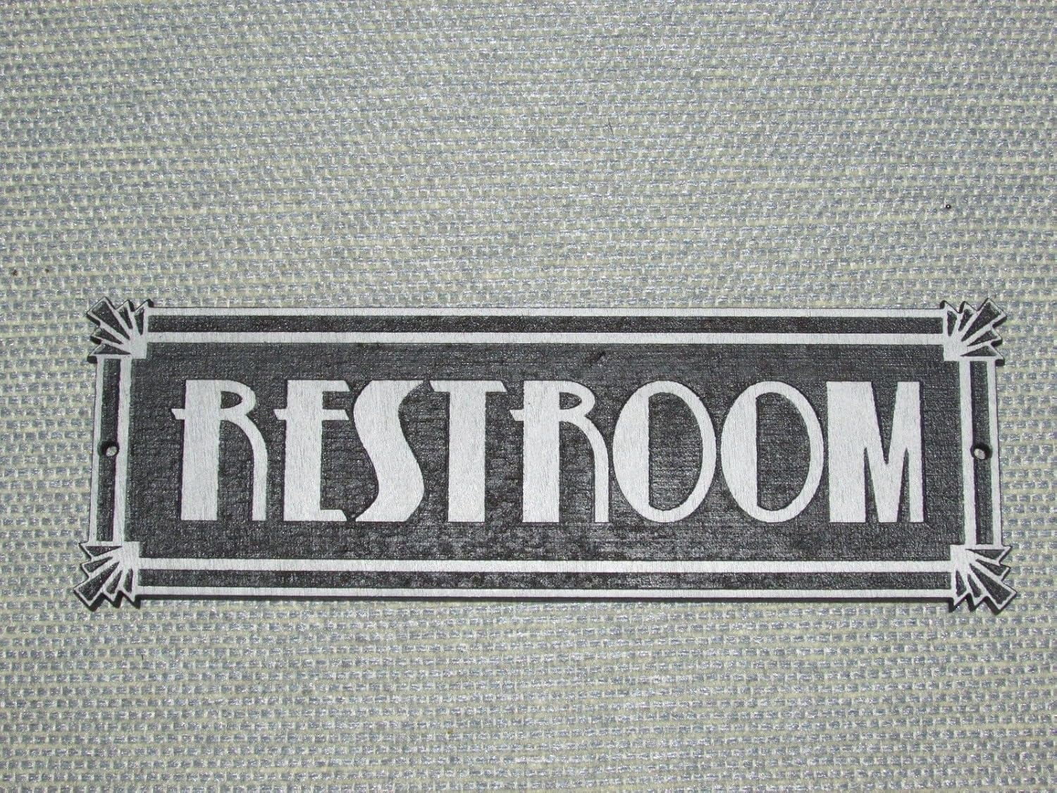 Restroom Sign Art Deco Silver and Black Bathroom Signs - Walmart.com