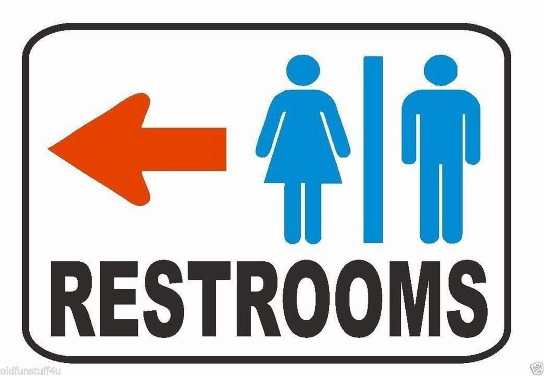 Restroom Sign Male Female Left Arrow Safety Business Sign Decal Metal ...