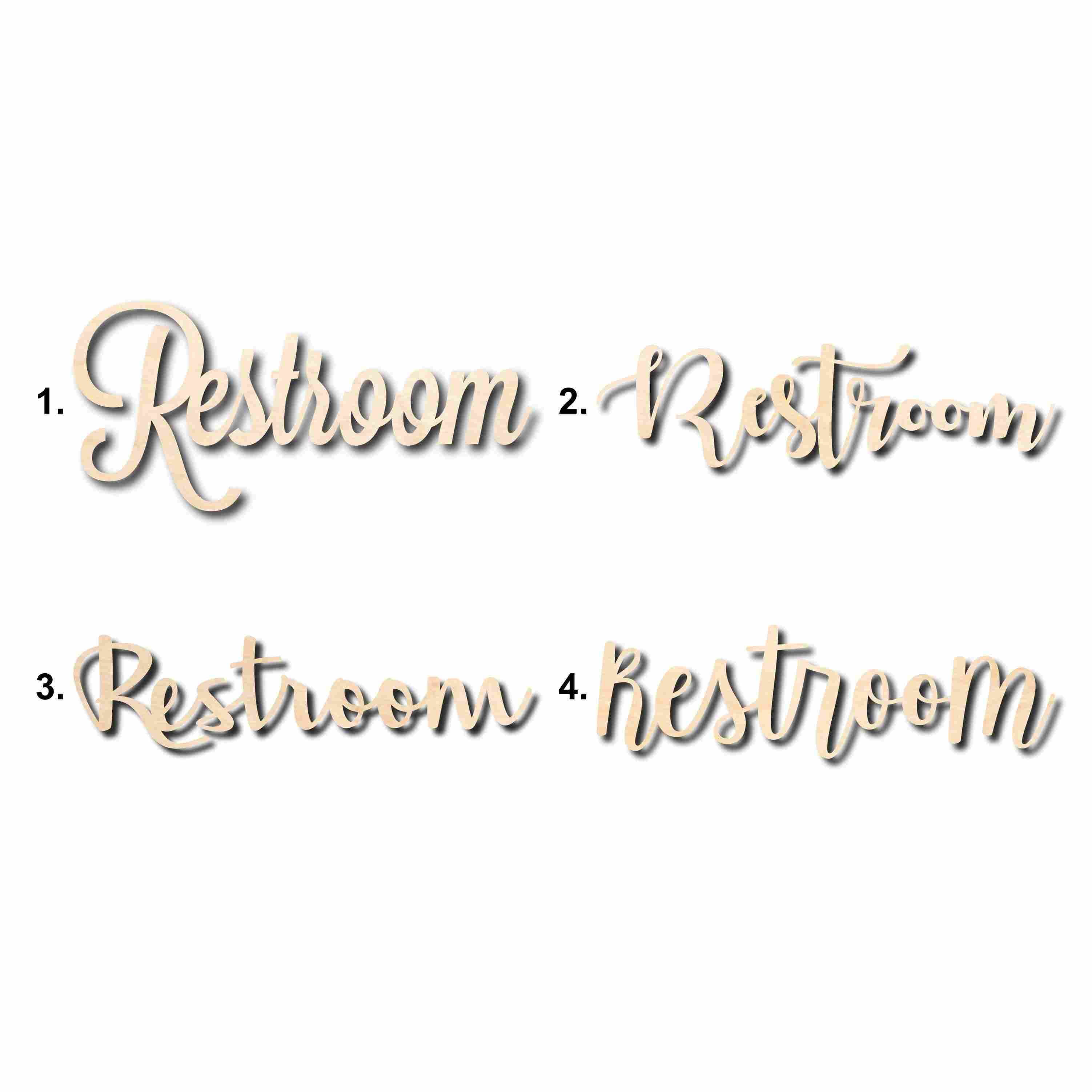 Restroom Sign Unfinished Wood Cutout Home Decor DIY Option 3- 14" Wide ...