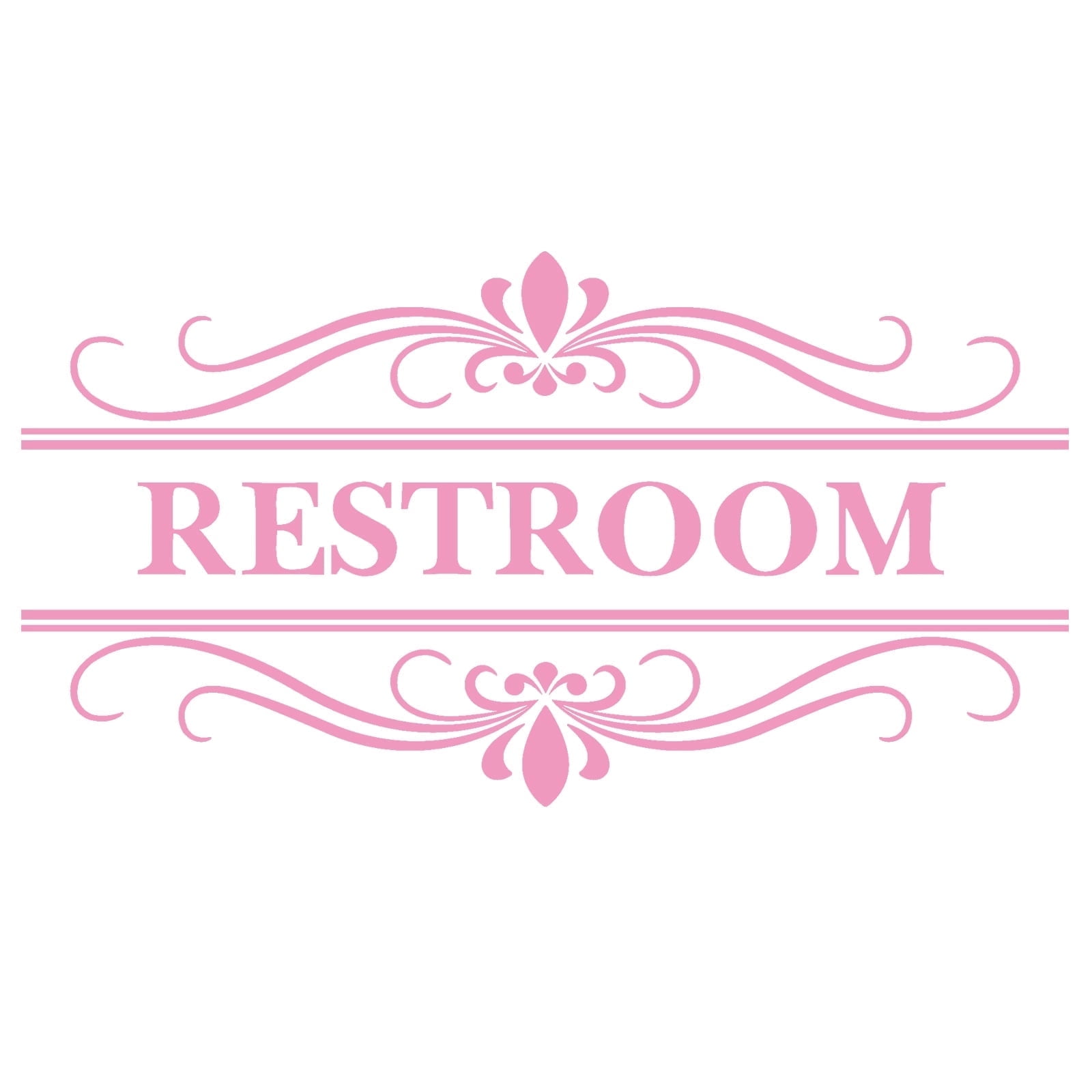 Restroom Sign wall Stickers Decor Removable Cute Art Design Pink Wall ...