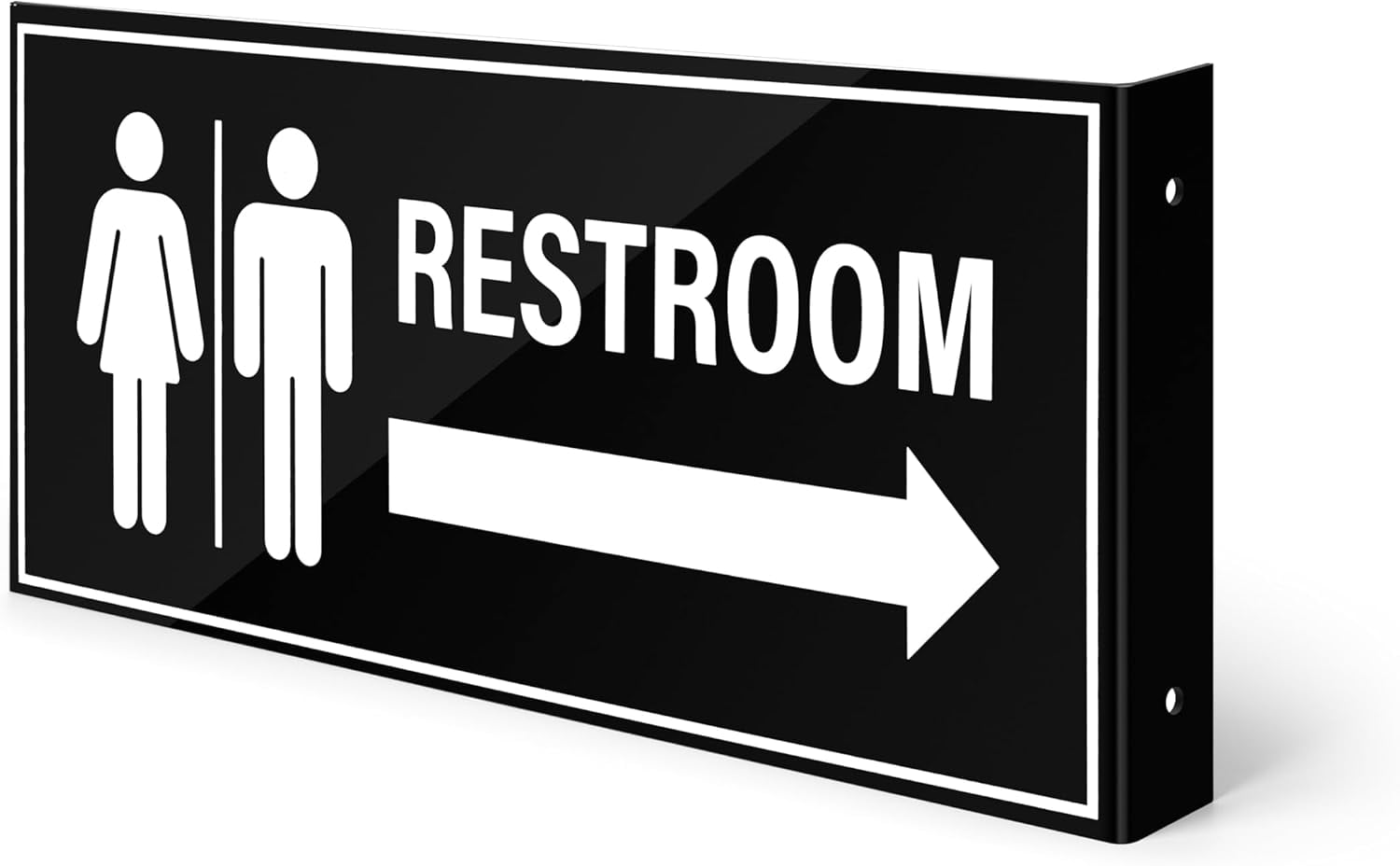 Restroom Sign with Arrow | 12.1" x 5.5" Double Sided Wall Mounted ...