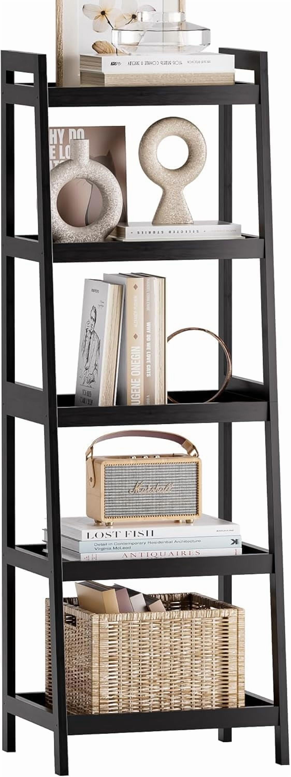 Restroom Storage Rack Organizer - Bookcase - Balcony (Black - 5 Tiers ...