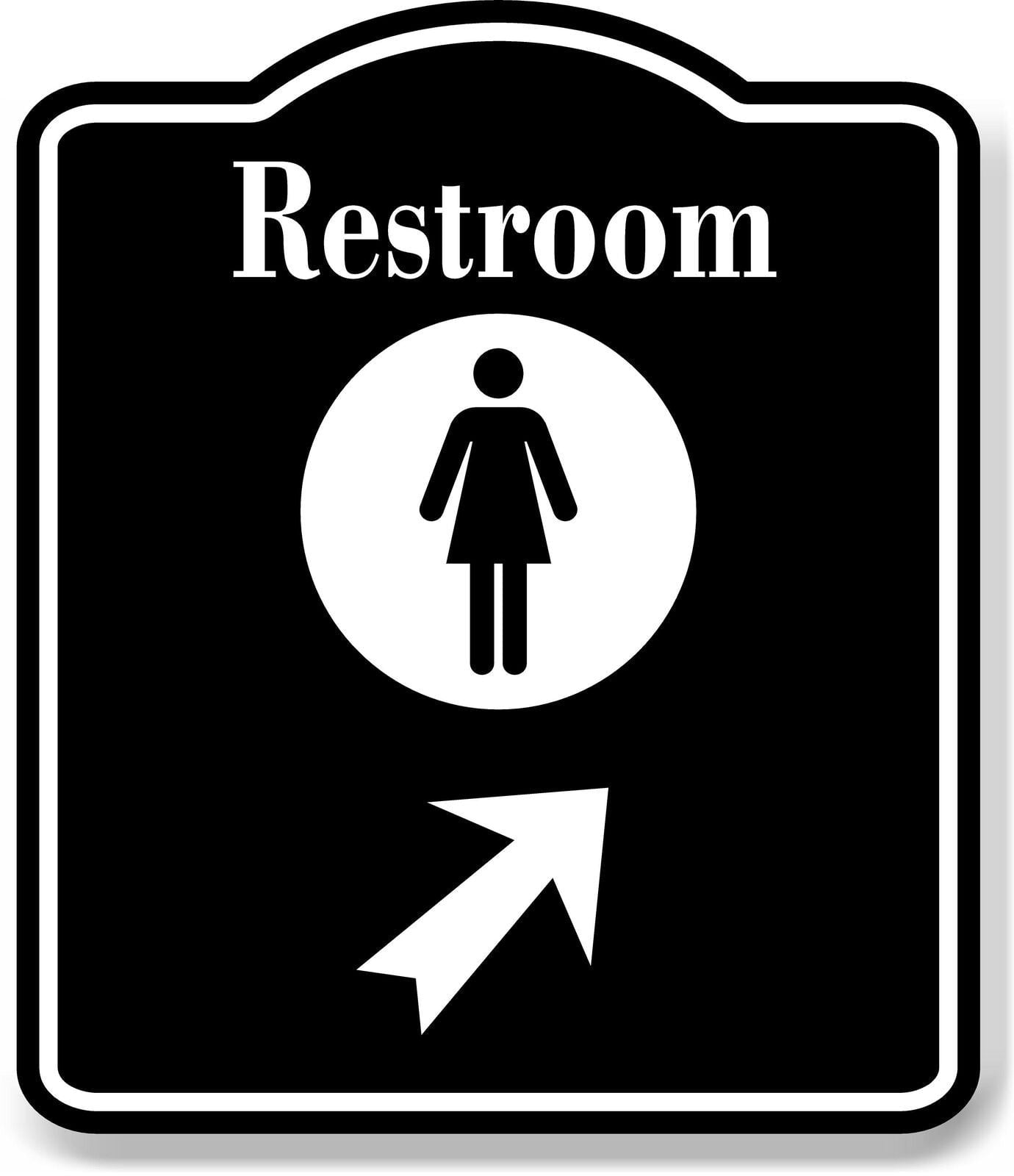 Restroom Women 45 Degree Up Right Arrow BLACK Aluminum Composite Sign ...