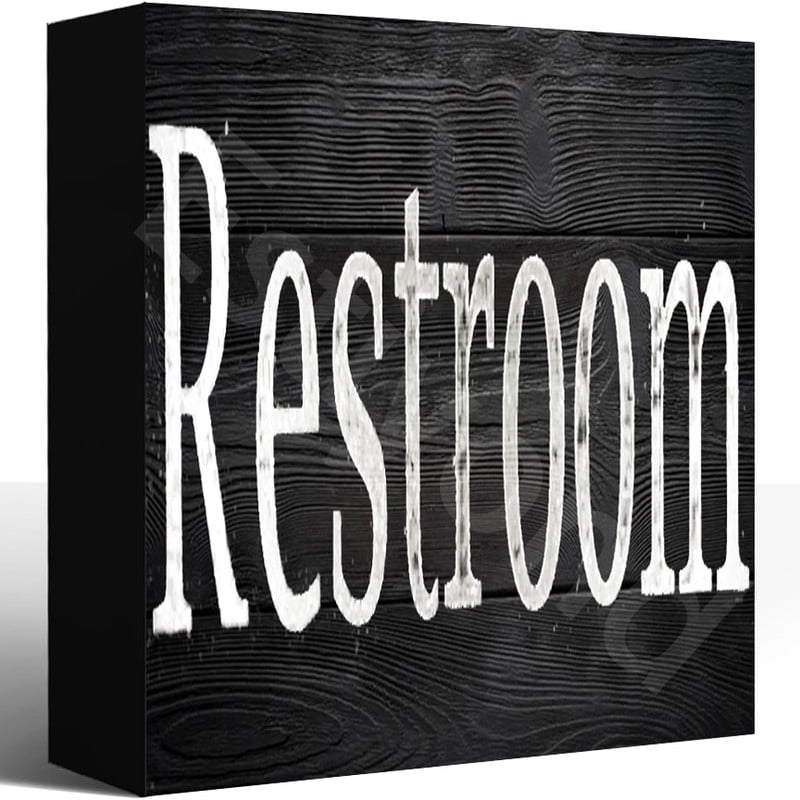 Restroom Wood Sign Bathroom Bath Loo Wc Business Wooden Box Sign ...