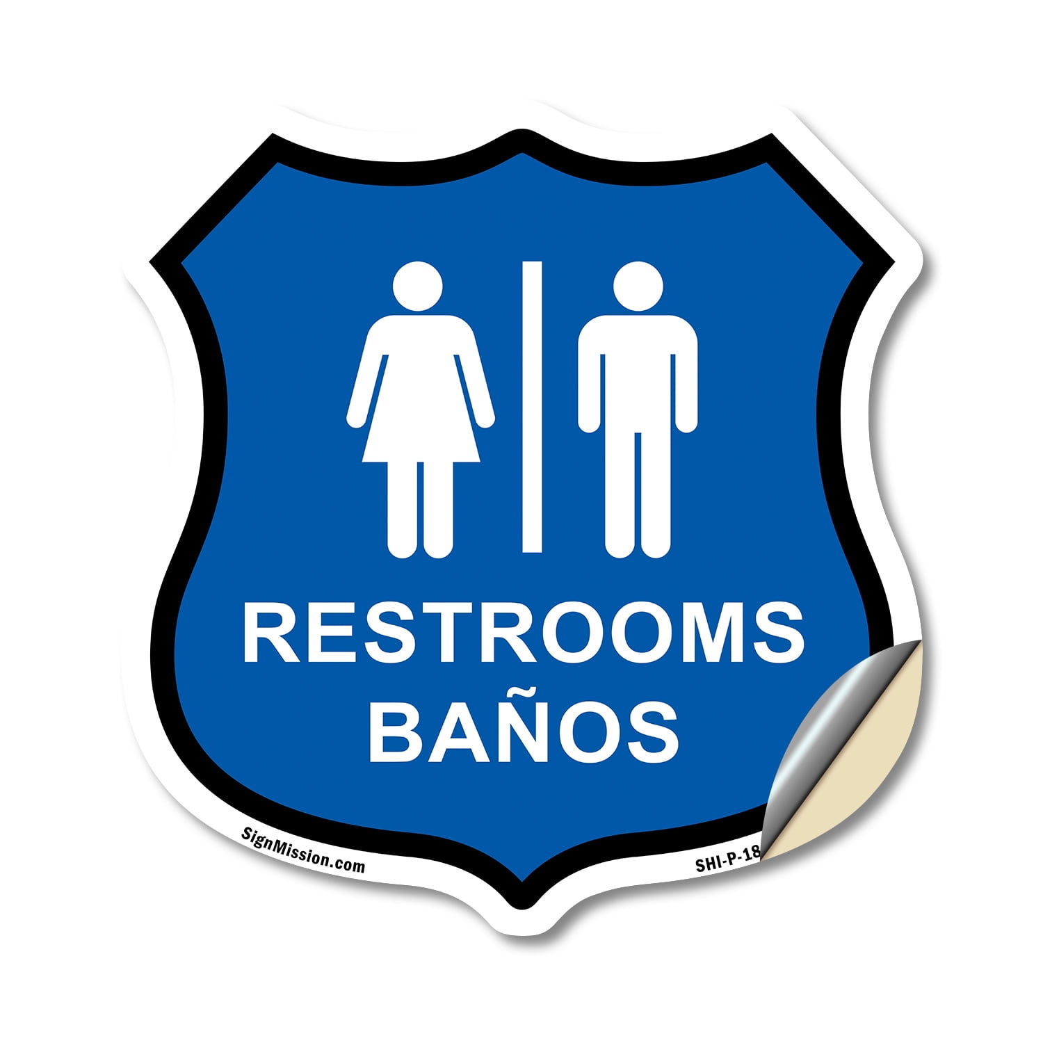 Restrooms Baños Bilingual English / Spanish (2 Pack) 18 inch X 18 inch ...