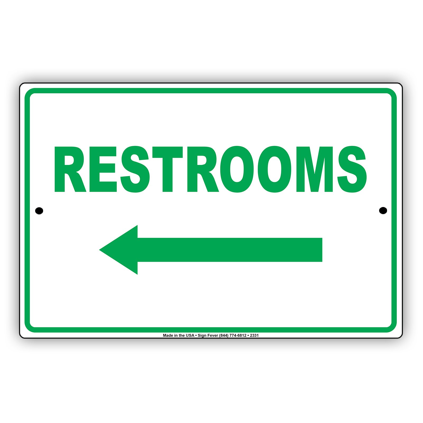 Restrooms Green Letters Left Arrow Way Direction Pointer Men Women ...