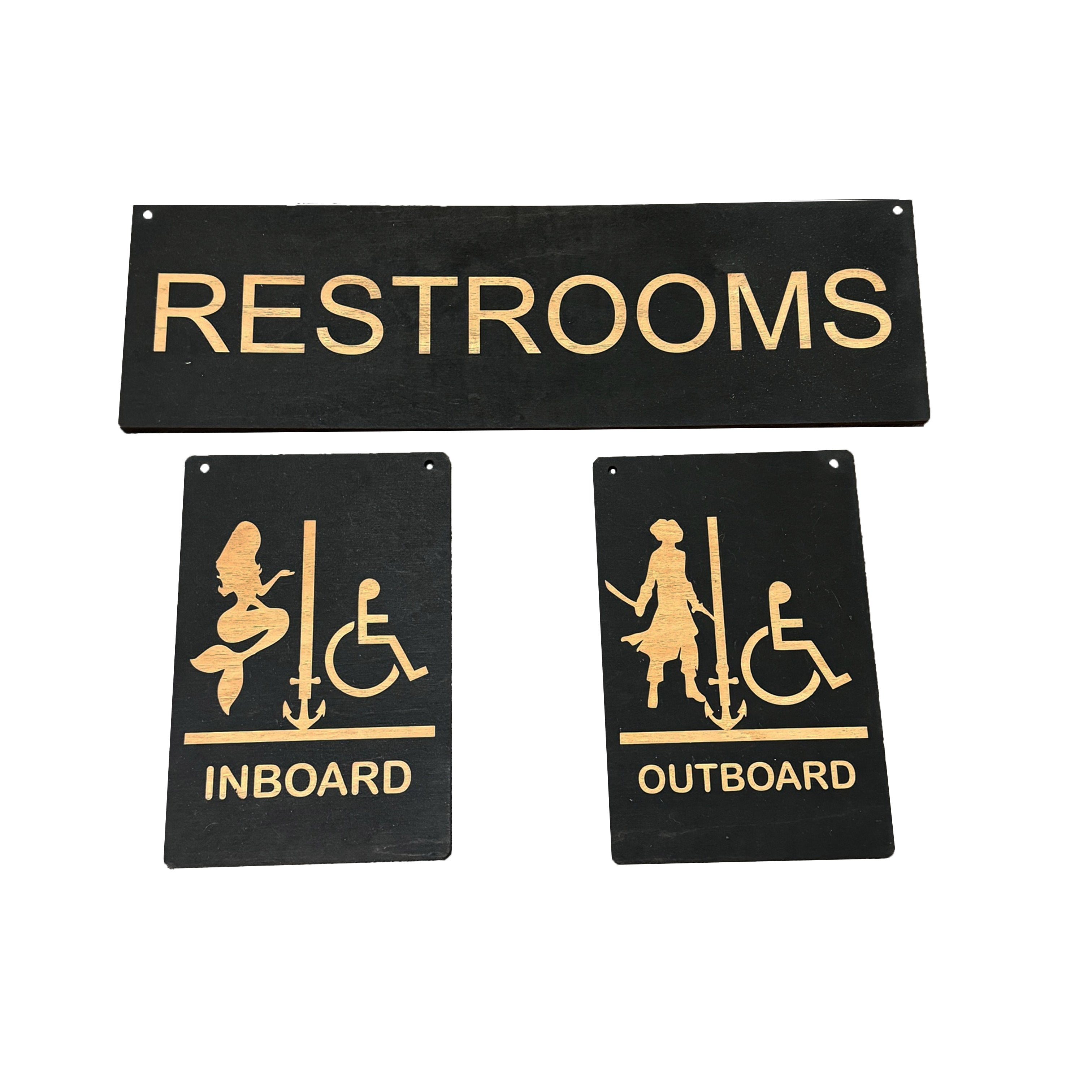 Restrooms Inboard and Outboard signs BLACK - Walmart.com