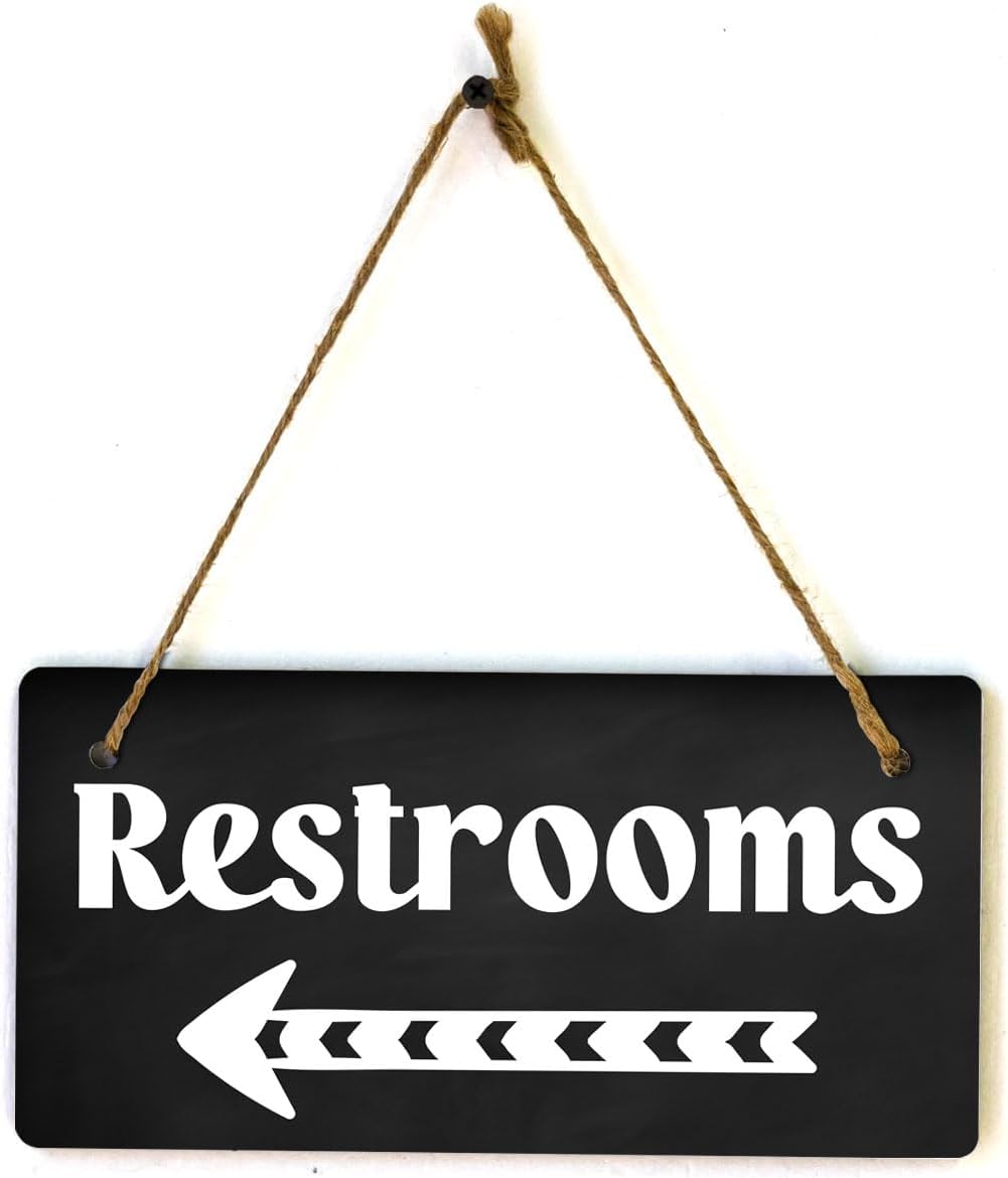 Restrooms Left 5x10 Hanging Plus Wall or Door Sign | Bathroom - Walmart.com