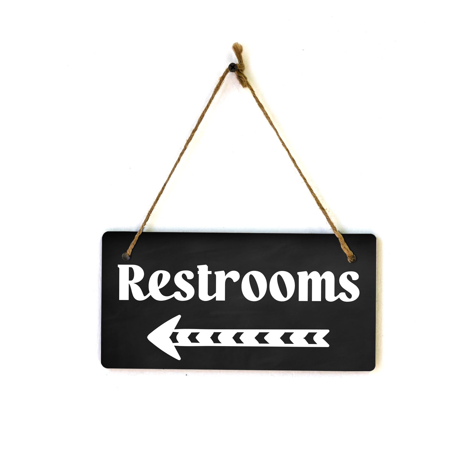Restrooms Left Arrow 5x10 Hanging Plus Wall or Door Sign | Bathroom ...