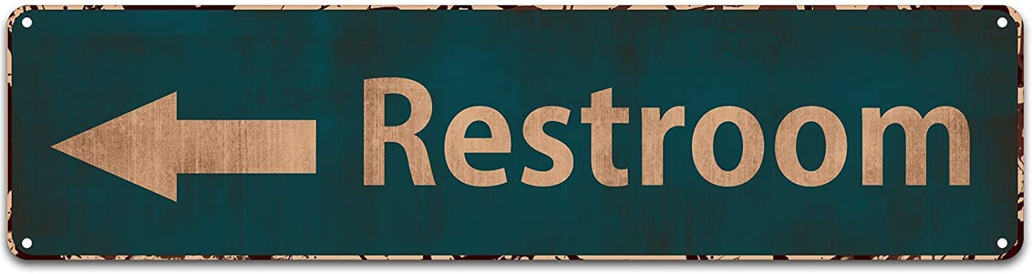 Restrooms Left Arrow Sign Vintage Metal Sign Bathroom Door Signs for ...