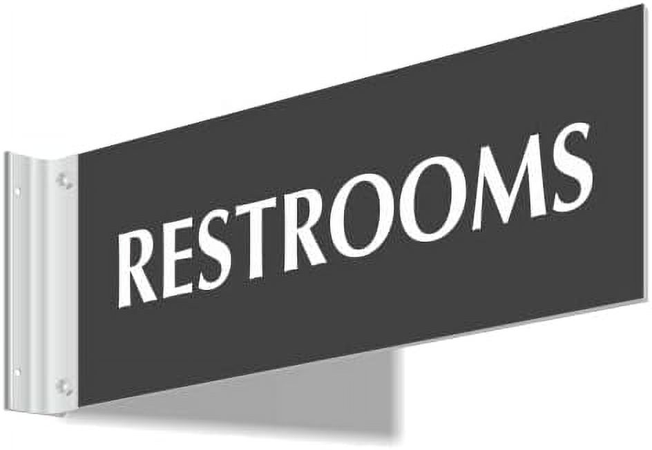Restrooms Projecting Corridor Sign with Bracket - 4"x12", Double-Sided ...