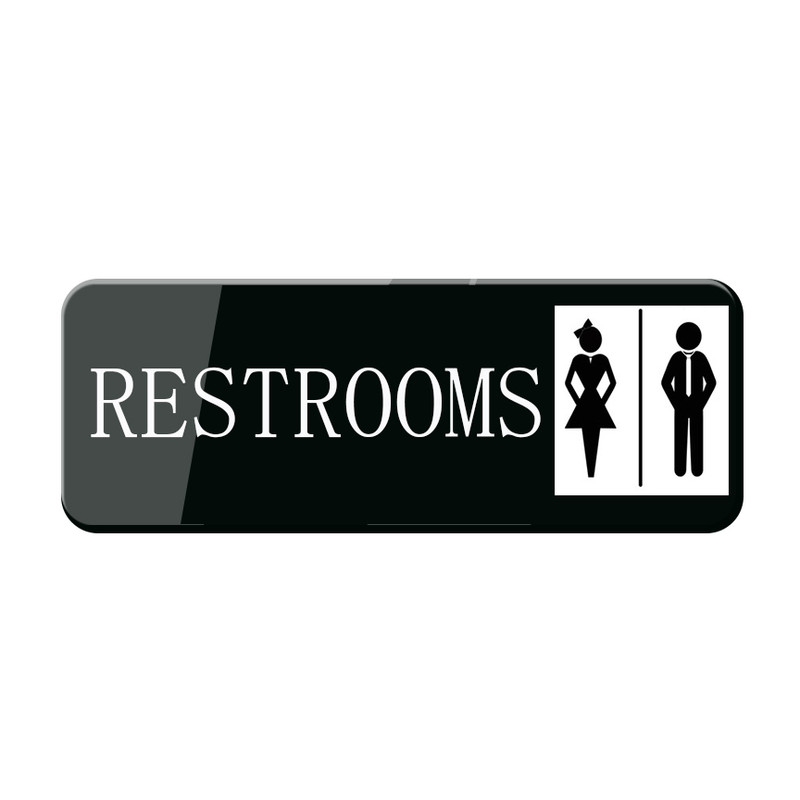 Restrooms Sign - Black and White, 9 x 3-inches Restrooms Sign for Door ...