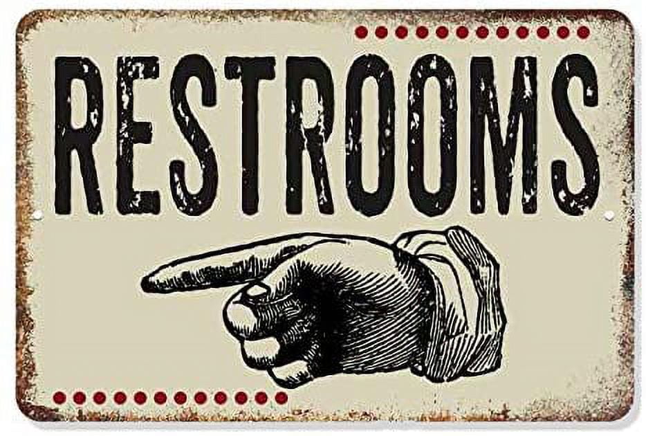 Restrooms Sign Light Putty Restaurant Decor Wall Art Vintage Bathrooms ...