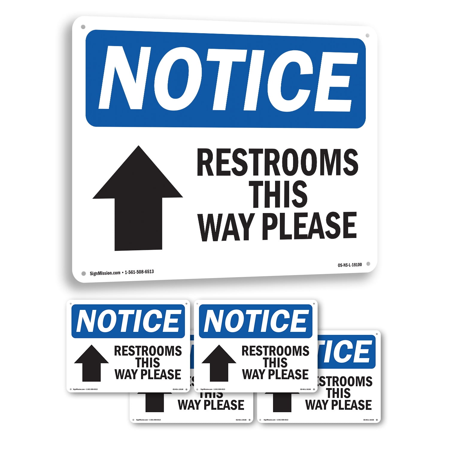 Restrooms This Way Please [Up Arrow] OSHA Notice Rigid Plastic Sign 24 ...