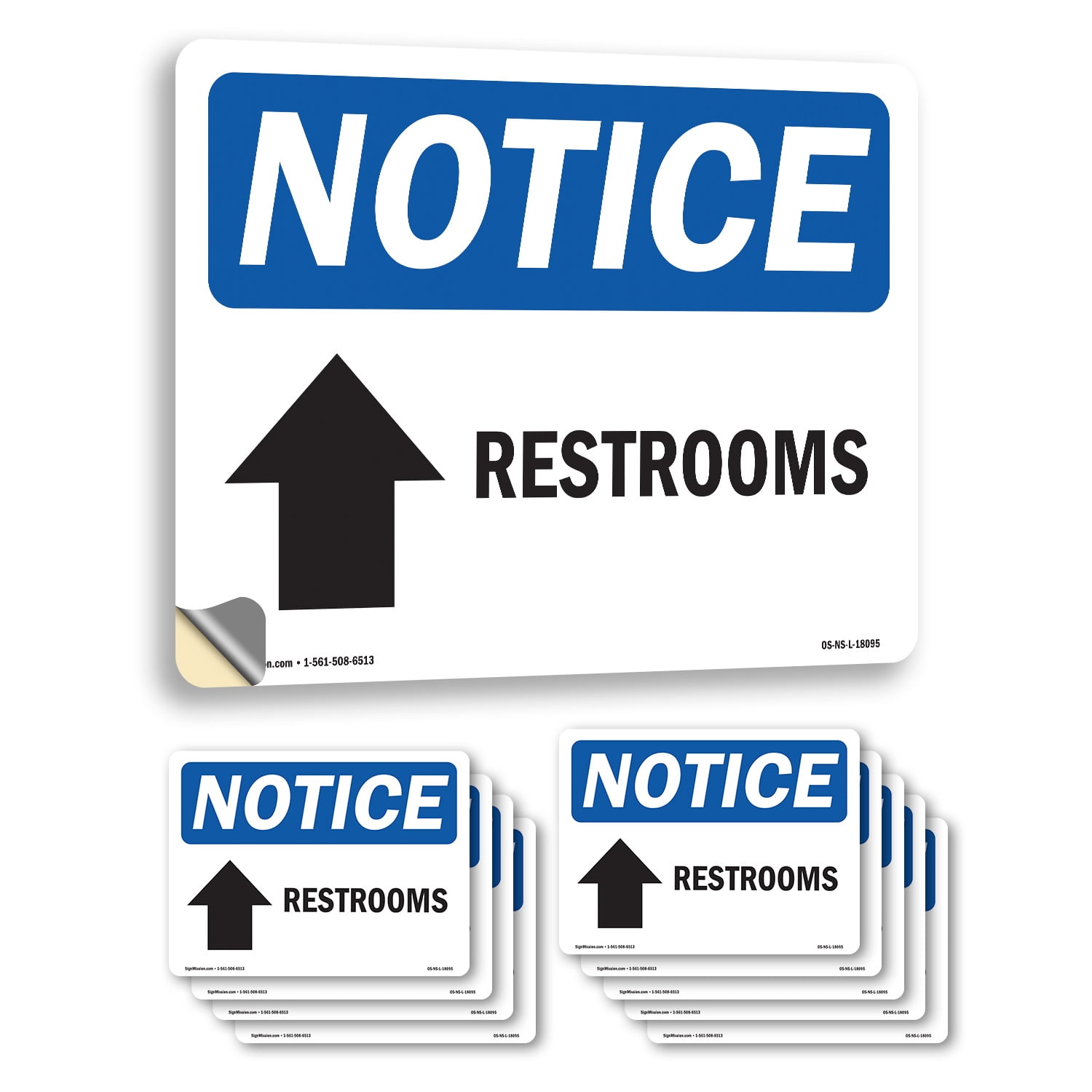 Restrooms [Up Arrow] With Symbol OSHA Notice Vinyl Decal Label 14 Inch ...